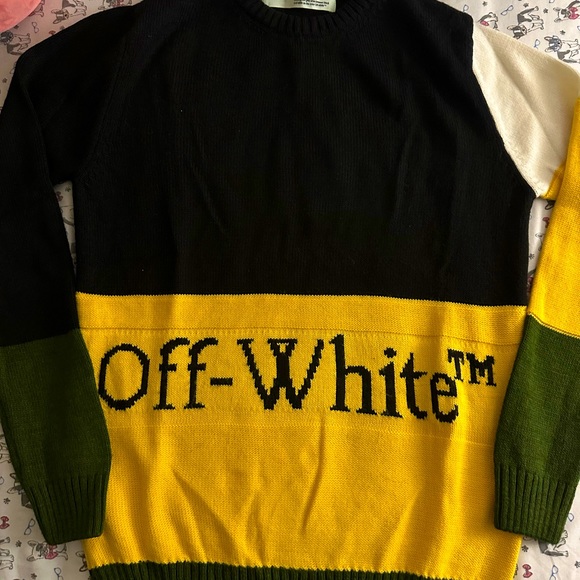 Off-White | Sweaters | Offwhite Blackyellow Wool Sweater Medium | Poshmark